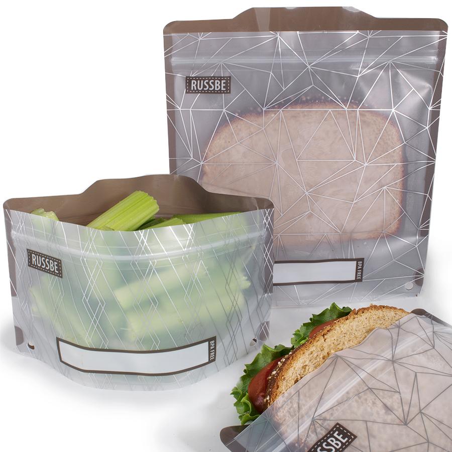 Patterned Reusable Snack and Sandwich Bags, Set of 4, Rhombus – Russbe