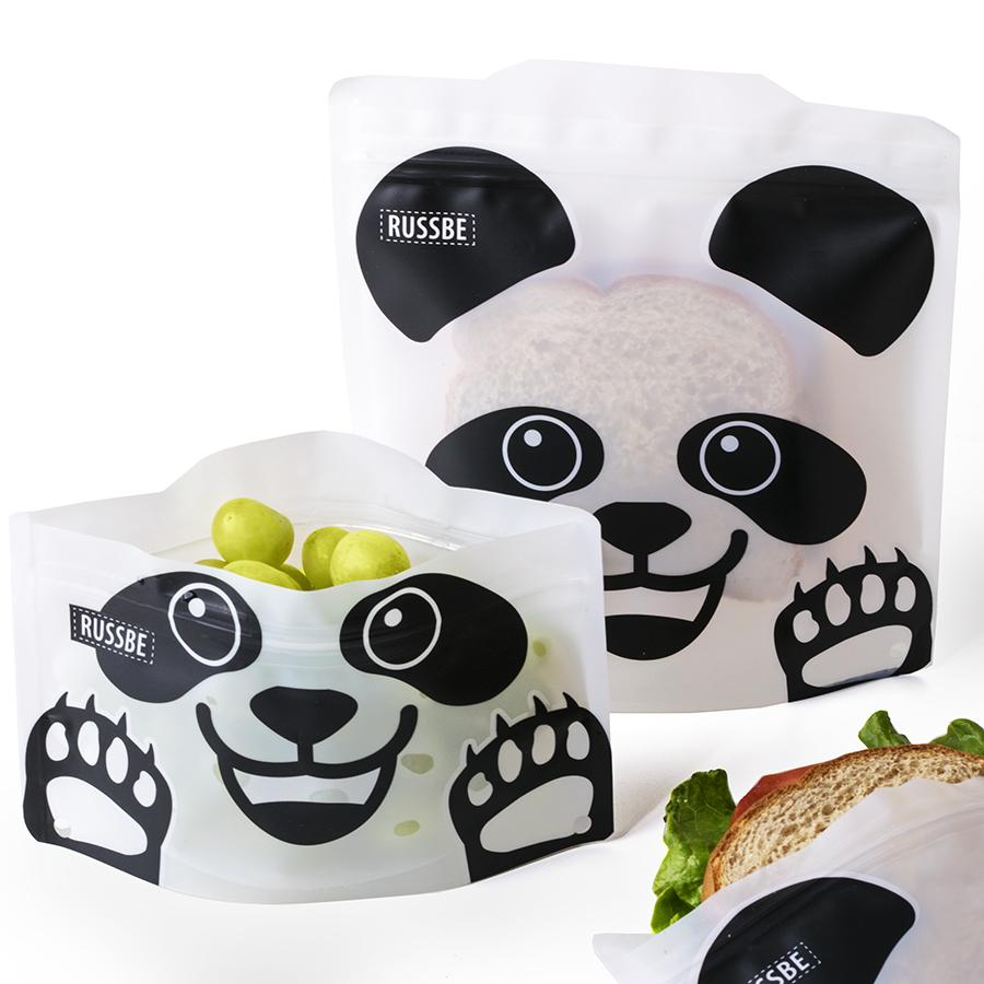 Animal Reusable Snack and Sandwich Bags, Set of 4, Panda Bear – Russbe